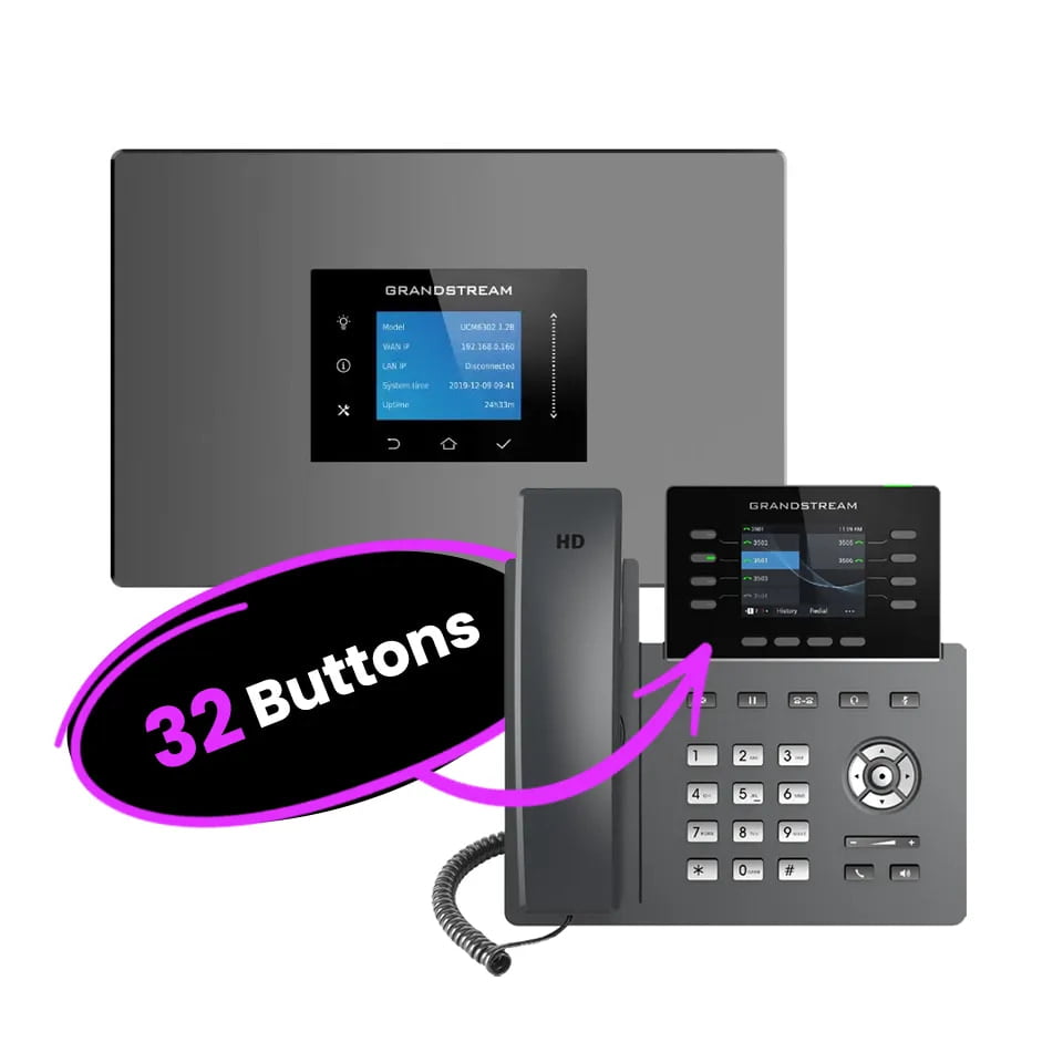 Grandstream Phone System Kits with 32-Button GRP2624 Phones