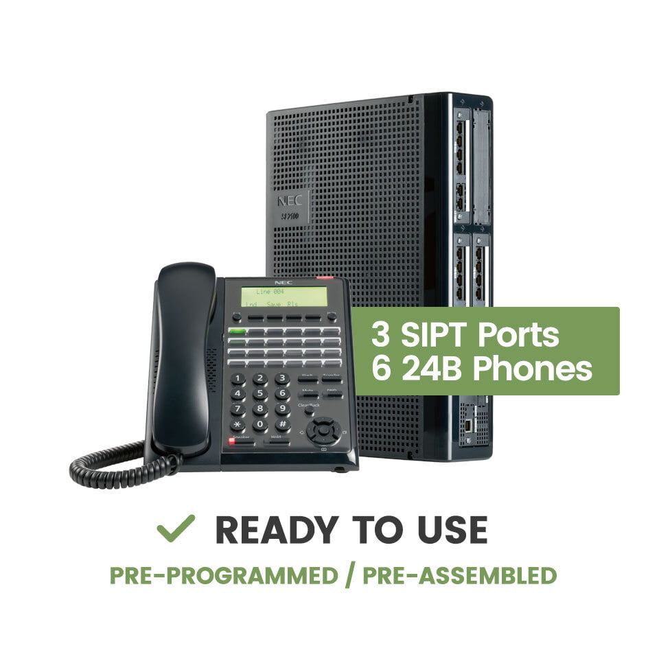 NEC SL2100 Kit with (3) SIPT and (6) 24-Button Phones
